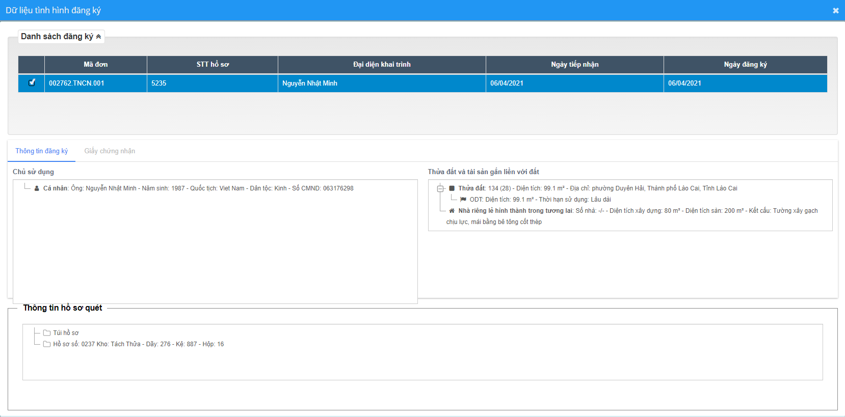 Hồ sơ địa chính | VBDLIS Document