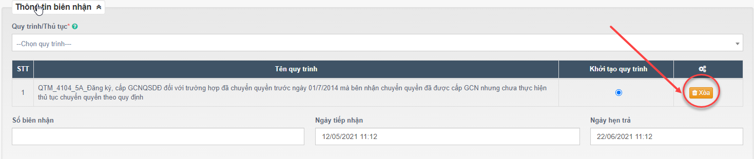 Thay đổi quy trình hồ sơ | VBDLIS Document