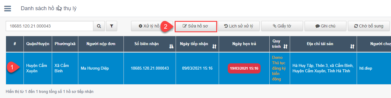Thay đổi quy trình hồ sơ | VBDLIS Document