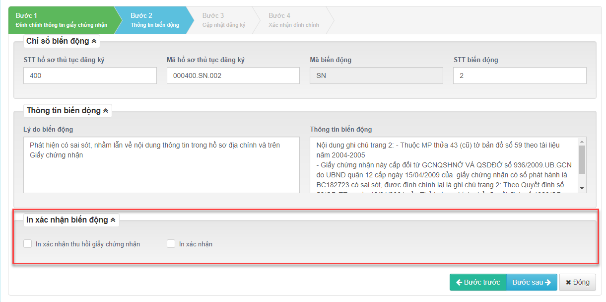 Đính chính thông tin giấy chứng nhận | VBDLIS Document